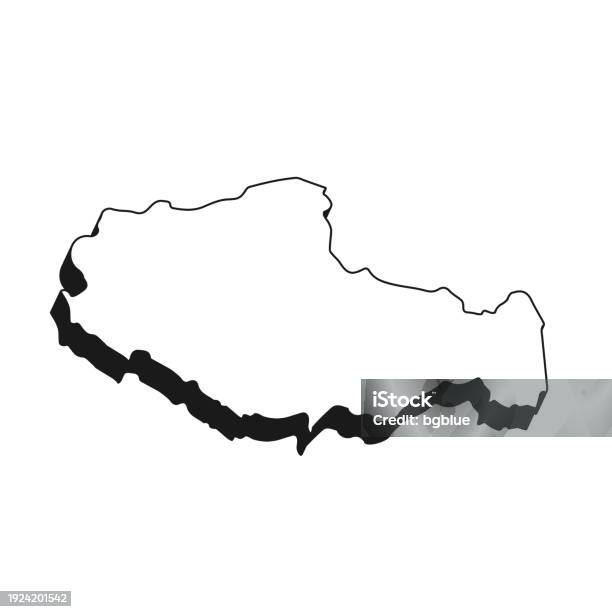Carte Du Tibet Avec Contour Noir Et Ombre Sur Fond Blanc Vecteurs