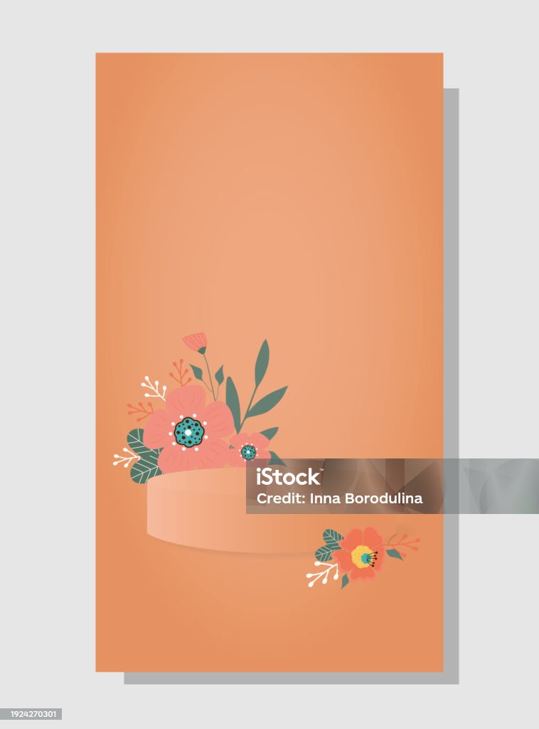 Abstract Background In Trendy Color 2024 Apricot Crush With Flowers And