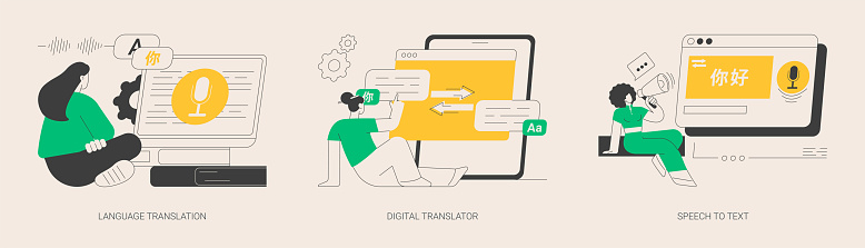 Multilingual Mobile Application Abstract Concept Vector Illustrations