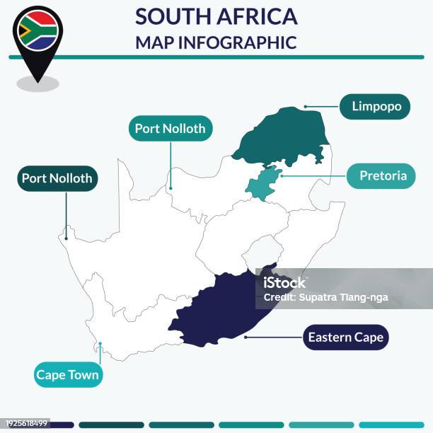 Infographie De La Carte De Lafrique Du Sud Carte Infographique Vecteurs
