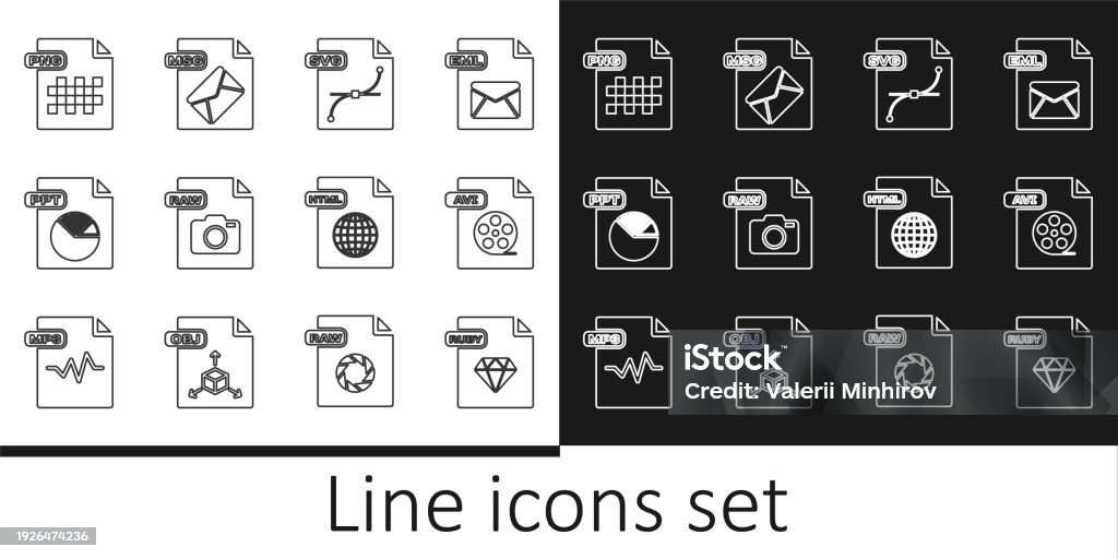 Set Line Ruby File Document Avi Svg Raw Ppt Png Html And Msg Icon ... Set Line Ruby File Document Avi Svg Raw Ppt Png Html And Msg Icon ...