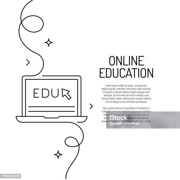 Dessin Au Trait Continu De Licône De Léducation En Ligne Illustration