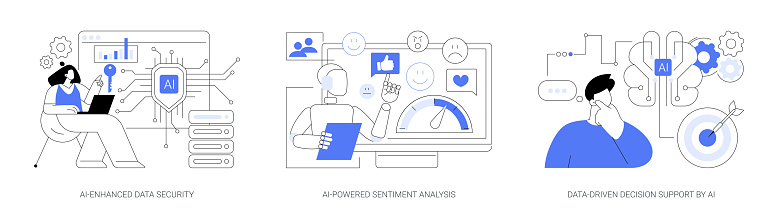 Ai In Big Data Abstract Concept Vector Illustrations Stock Illustration
