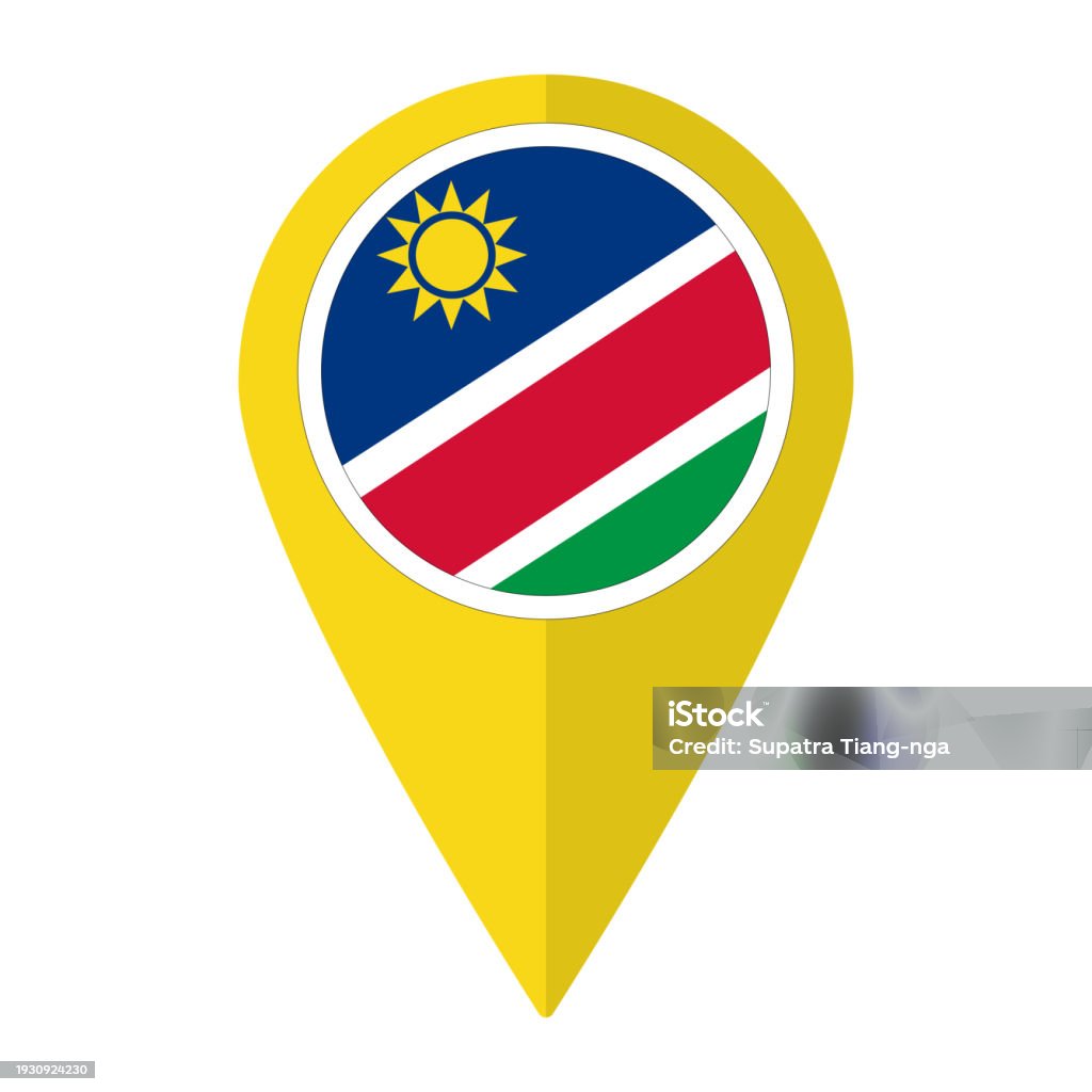 Namibia Flag On Map Pinpoint Icon Isolated Flag Of Namibia Stock