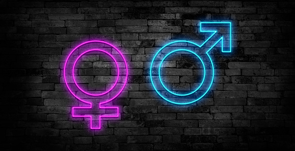 Neon Gender Symbol Icon Male Female Gender Icon Male Female Gender