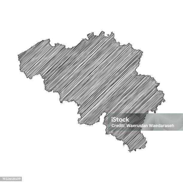 Griffonner Carte De La Belgique Dessin Noir Croquis Au Crayon Sur Fond