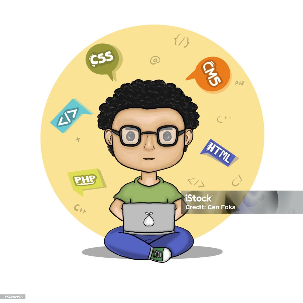 Digital Illustration Of A Man Doing Programming Stock Illustration Download Image Now Adult