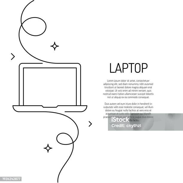 Dessin Au Trait Continu De Licône De Lordinateur Portable Illustration