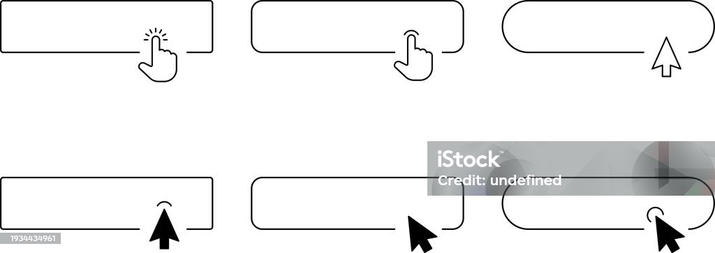 Click Blank Button With Pointer Clicking Mouse Pointer Pictogram Action