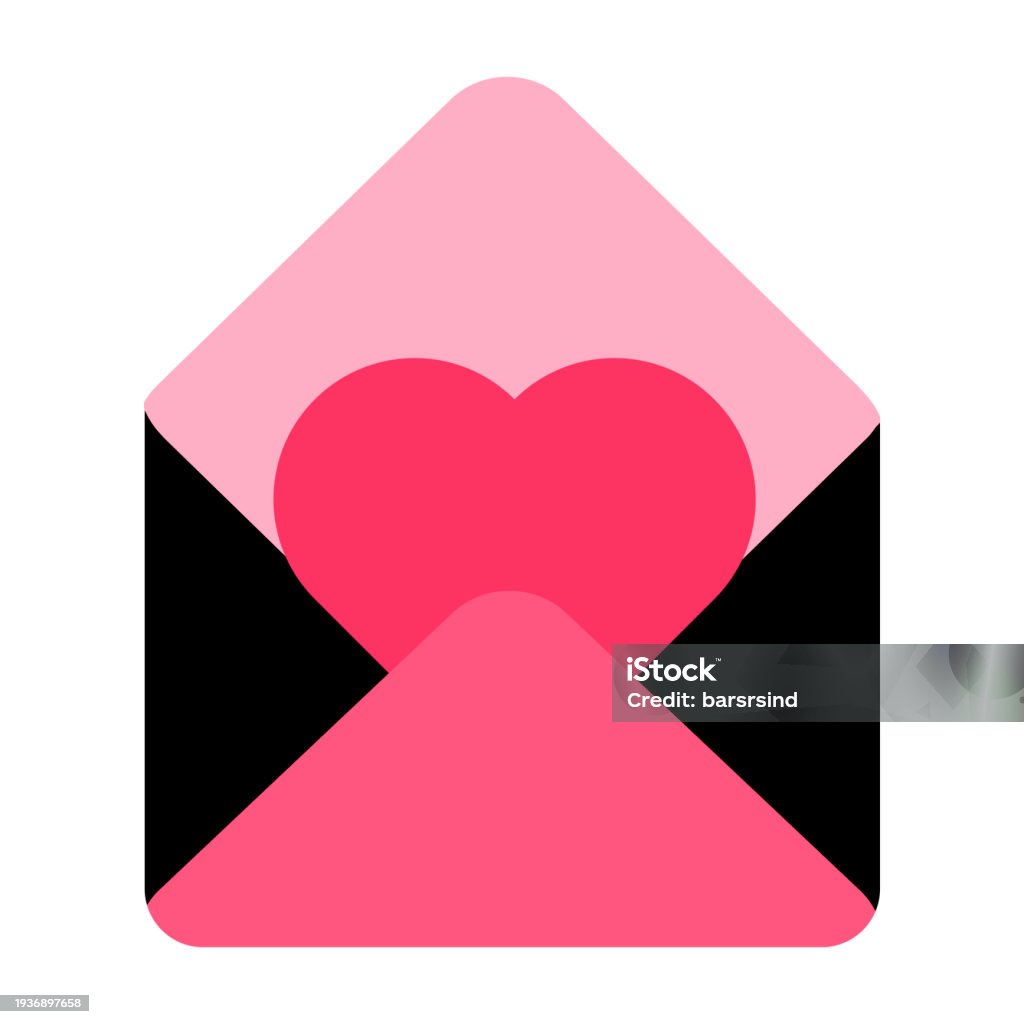 Opened Love Letter Envelope Valentine Pink Icon Stock Illustration Download Image Now