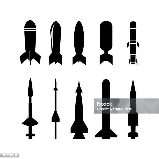 Icône Plate De Vecteur De Missile De Bombe De Missile Symbole De