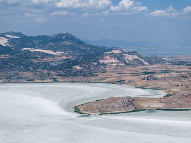 Free picture: Coast of saltwater lake with sediments of salt crystals ...