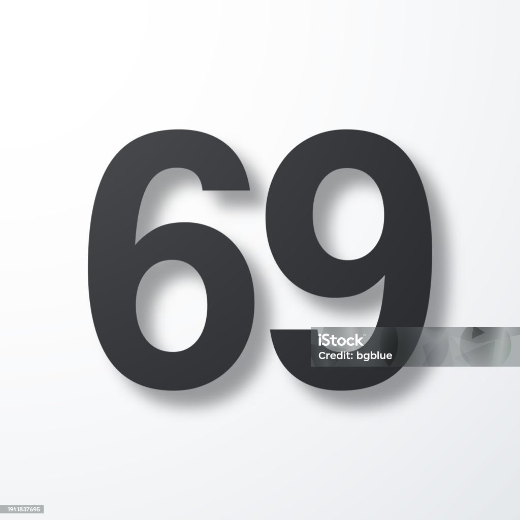 69 Number Sixtynine Icon With Shadow On White Background Stock
