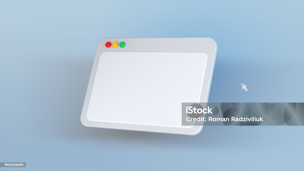 Blank Simple Browser Window With Arrow Cursor Symbol On Soft Blue