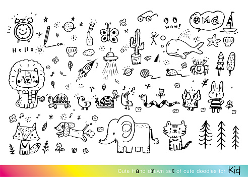 Collection Of Hand Drawn Cute Doodles Doodle Children Drawing Sketch