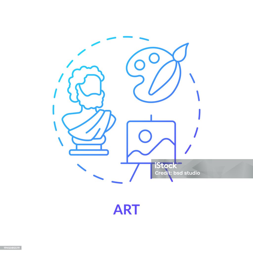 Thin Line Simple Gradient Art Icon Concept Stock Illustration