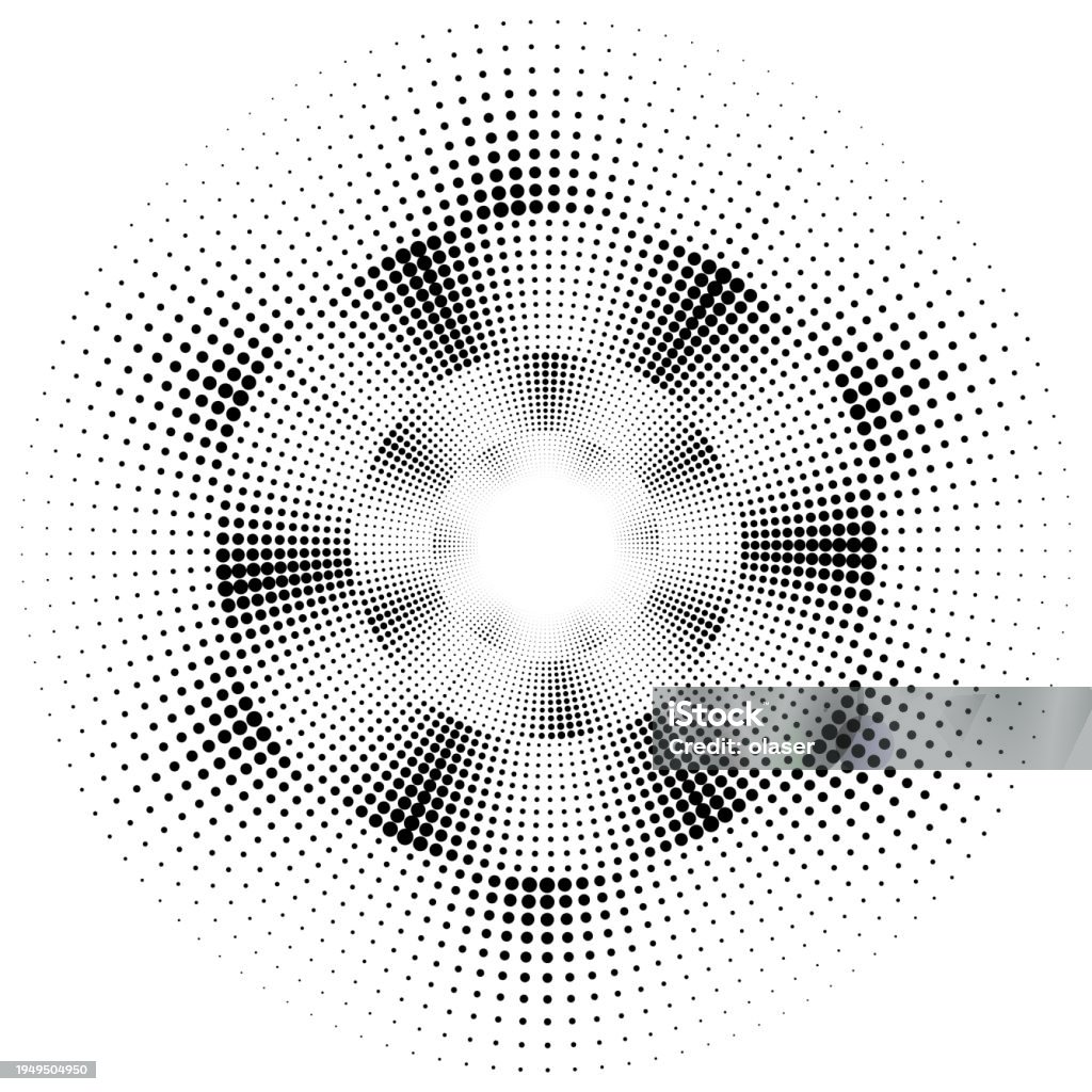Abstract Circular Pattern With Angular Dot Size Growth In Four Orbits