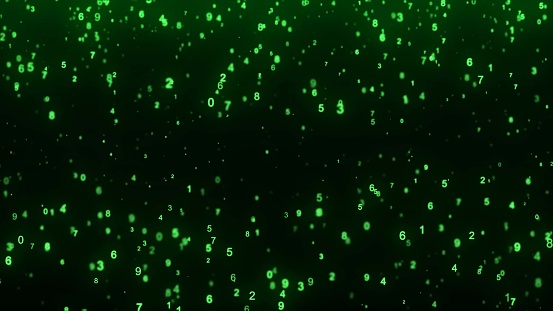 Matrix Background Cyber Security With Binary Code Rapidly Falling Randomly Green Numbers