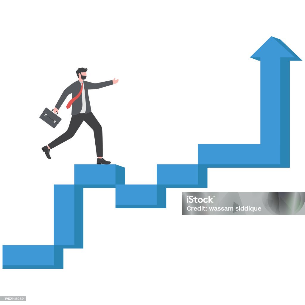 Improvement Or Career Growth Stairway To Success Growing Income Or