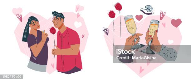 Ditetapkan Untuk Desain Kartu Hari Kasih Sayang Ilustrasi Vektor Datar
