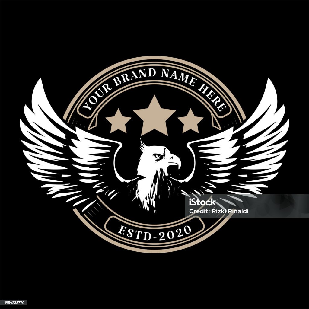 Vintage Retro Classic Eagle Hawk Star Badge Emblem Label Design Stock Illustration Download