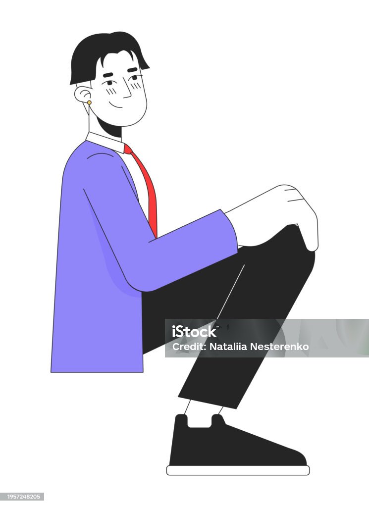 Prom Formal Wear Korean Young Man 2d Linear Cartoon Character Stock