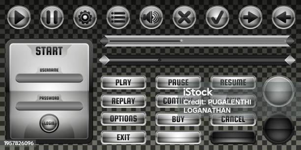 Boutons Et Panneaux Dinterface De Menu De Jeu Éléments Dinterface