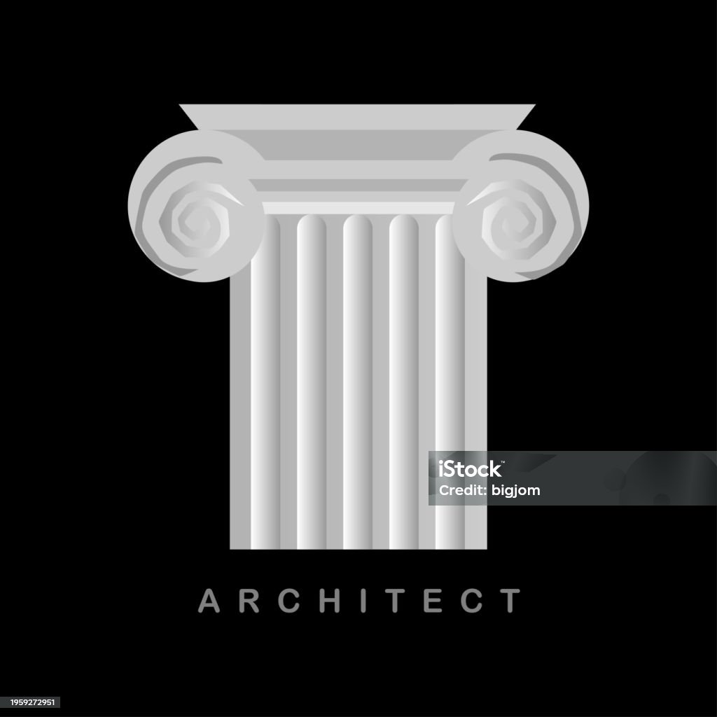 Roman Style Architecture Bureau With Ionic Column Raster Illustration ... Roman Style Architecture Bureau With Ionic Column Raster Illustration ...