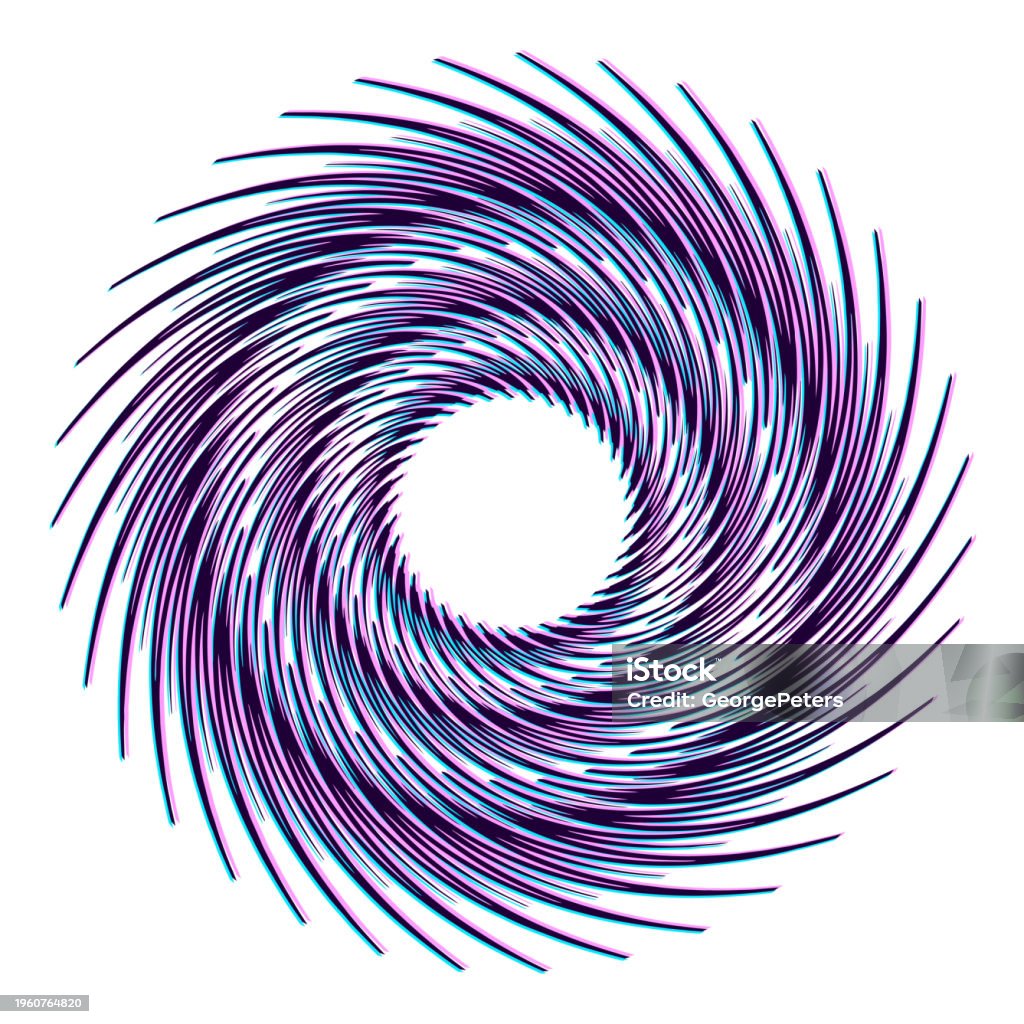 Spiral Concentric Pattern With Glitch Technique Stock Illustration