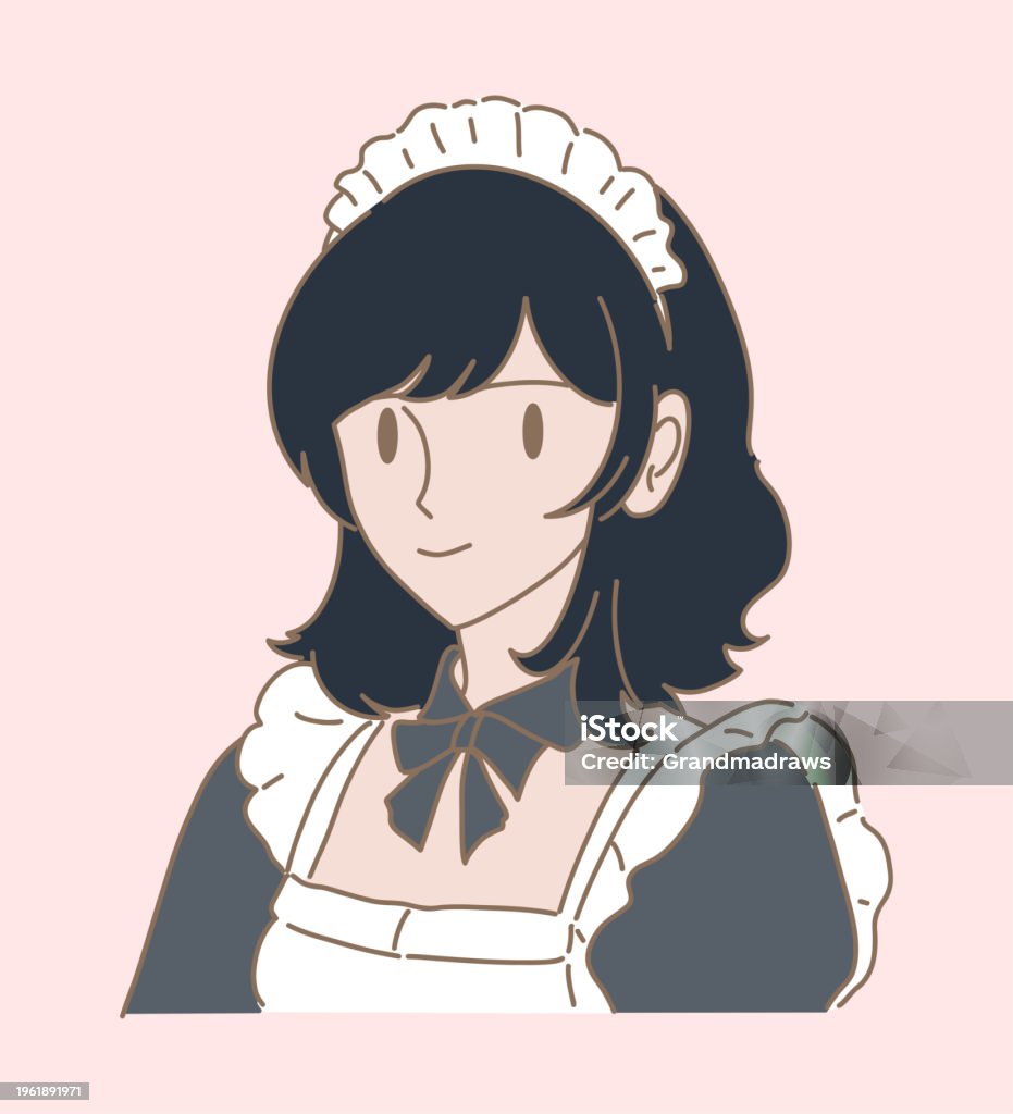 Woman Wearing Maid Costume For Cosplay Event Working At Maid Cafe Hand