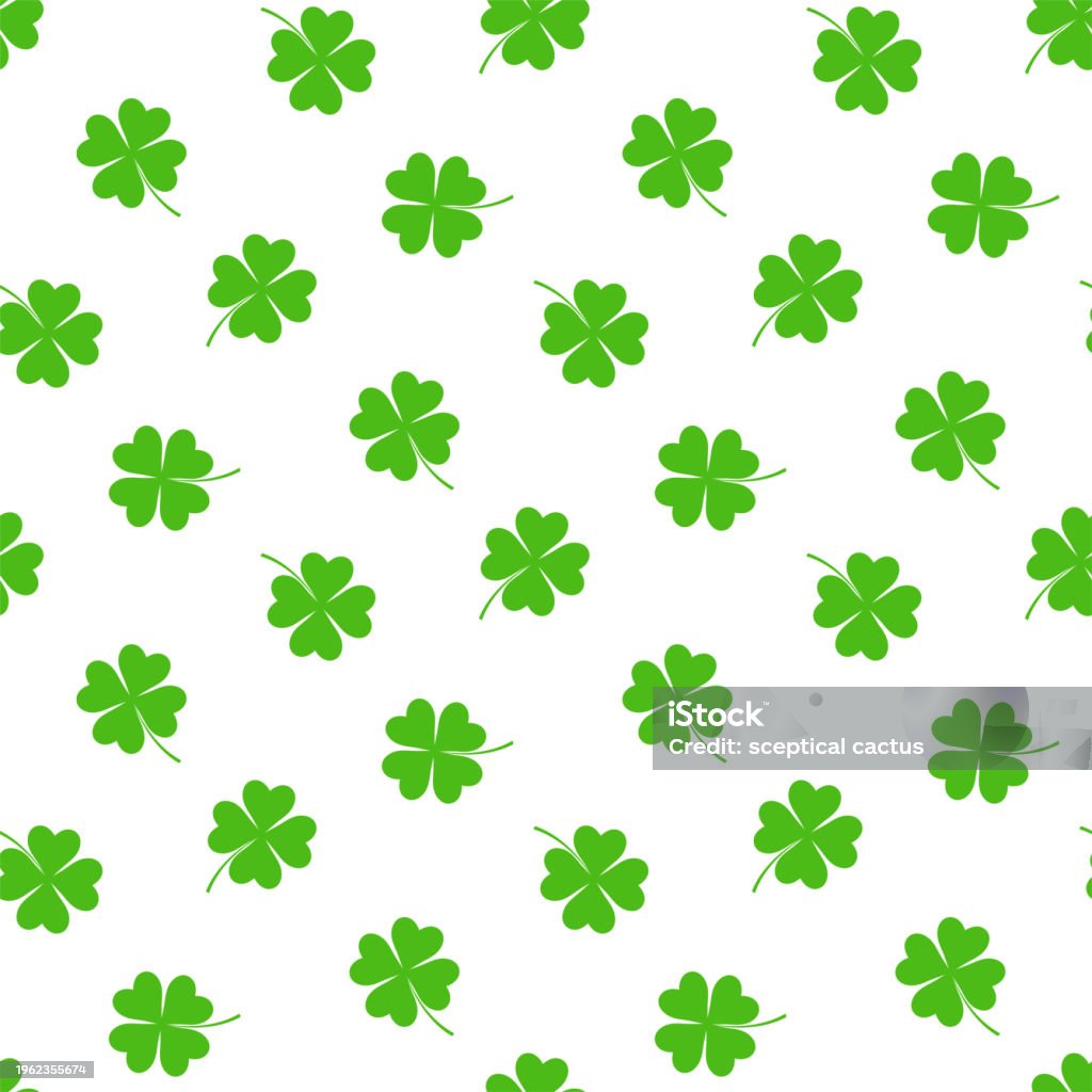 Four Leaf Clover Seamless Pattern Stock Illustration Download Image