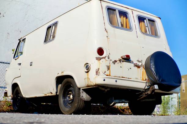 Free Stock Photo of Vintage white van parked by the roadside | Download ...