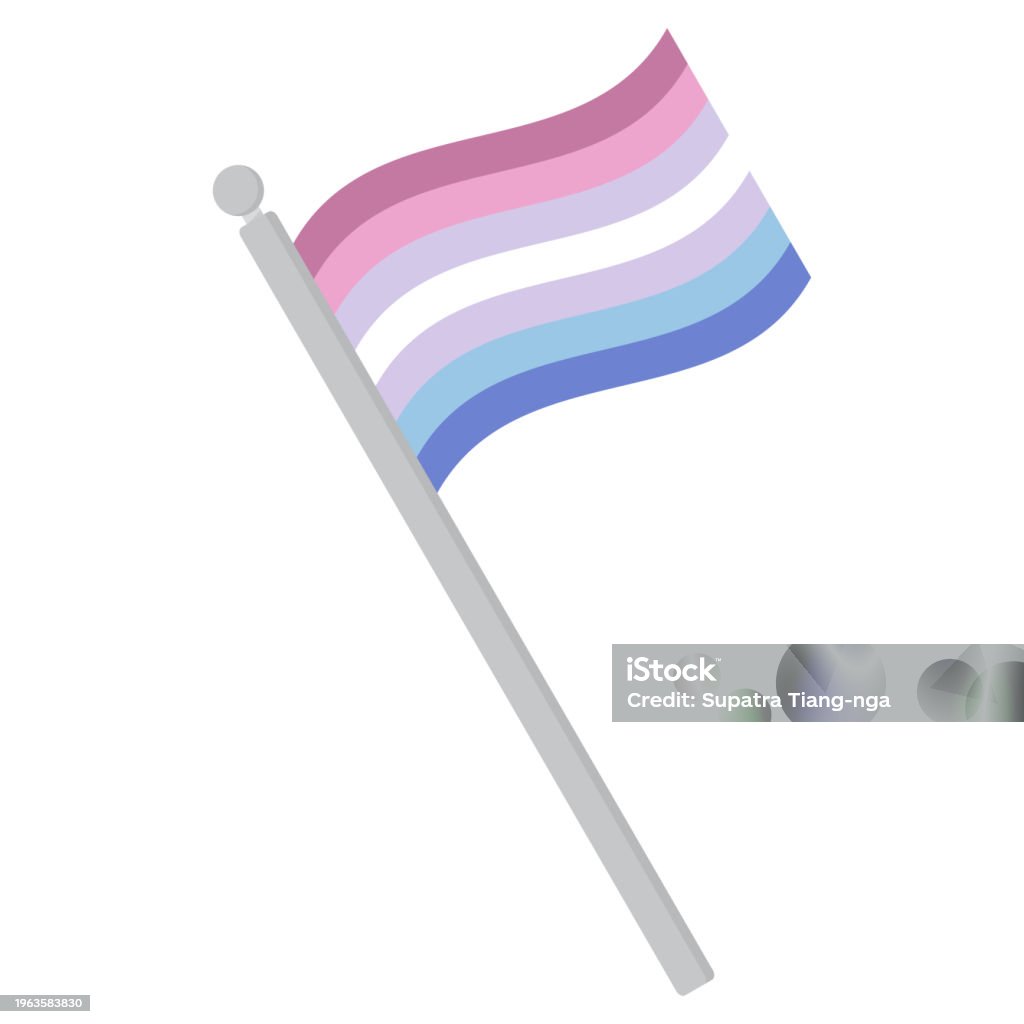 Bigender Pride Flag In Shape Presence Of Who Identify As Both Male And