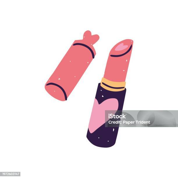 Ilustración De Lápiz Labial Rosa Brillante Abierto Lindo Envase De Plástico De Bálsamo Labial