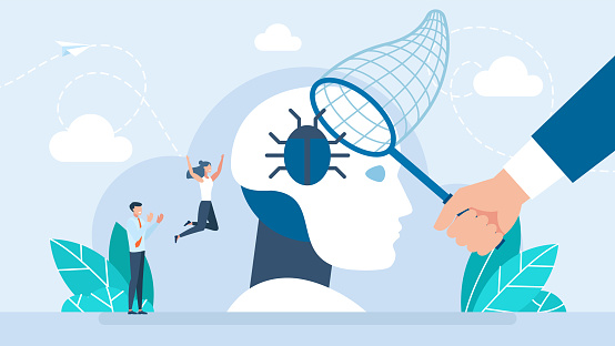 Ai Bug Robot Tester Finding Searching Program Bugs Mistakes Robot Error Concept Ai Checks Code