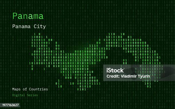 Panama Map Shown In Binary Code Pattern Tsmc Green Matrix Numbers Zero