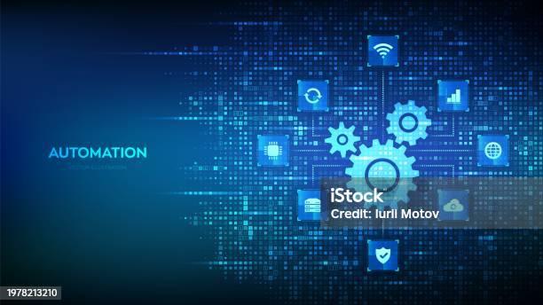 Automation Software Gears Icon Made With Binary Code Iot And Automation Icons Connections
