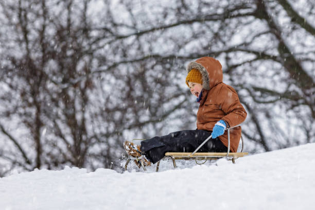Free Stock Photo of Person Riding Sled Down Snow Covered Slope ...