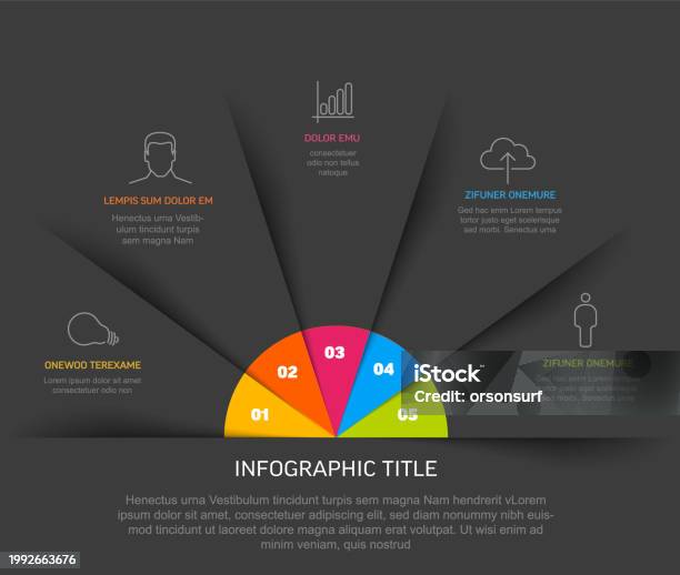 Vektor Gelap Kipas Serbaguna Infografis Dengan Lima Elemen Template ... Vektor Gelap Kipas Serbaguna Infografis Dengan Lima Elemen Template ...