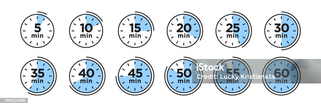 Timer Clock Stopwatch Isolated Set Icons Countdown Timer Symbol Icon Set Label Cooking Time