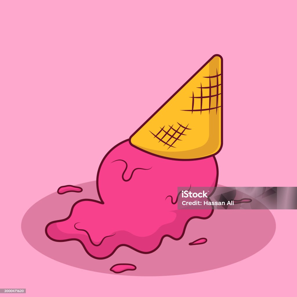 Melted Ice Cream Cartoon Vector Illustration Stock Illustration