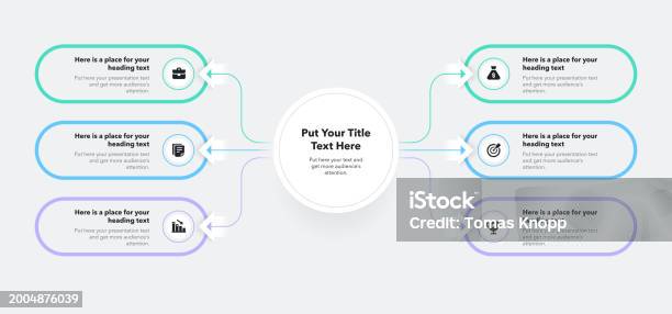 Modern Flowchart Infographic With Central Circle And Six Colorful ... Modern Flowchart Infographic With Central Circle And Six Colorful ...