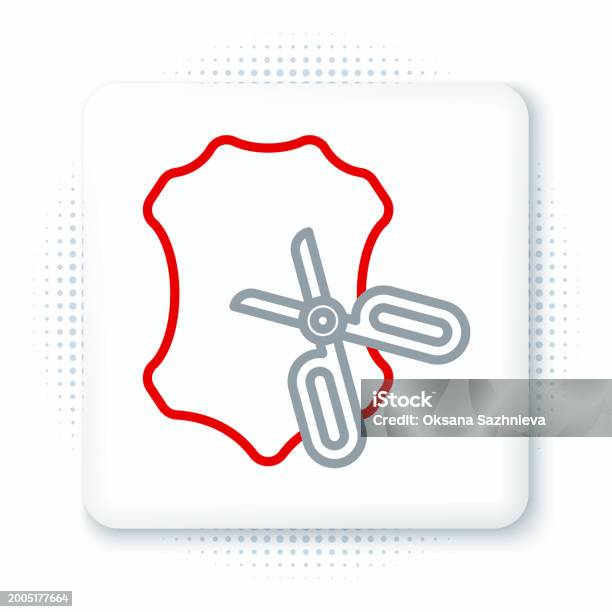 Ciseaux De Ligne Et Icône En Cuir Isolé Sur Fond Blanc Symbole De
