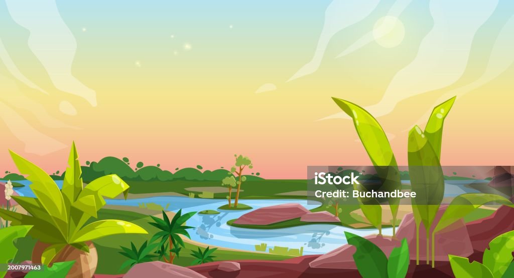 Game Background Of Cartoon Nature Landscape Stock Illustration ... Game Background Of Cartoon Nature Landscape Stock Illustration ...