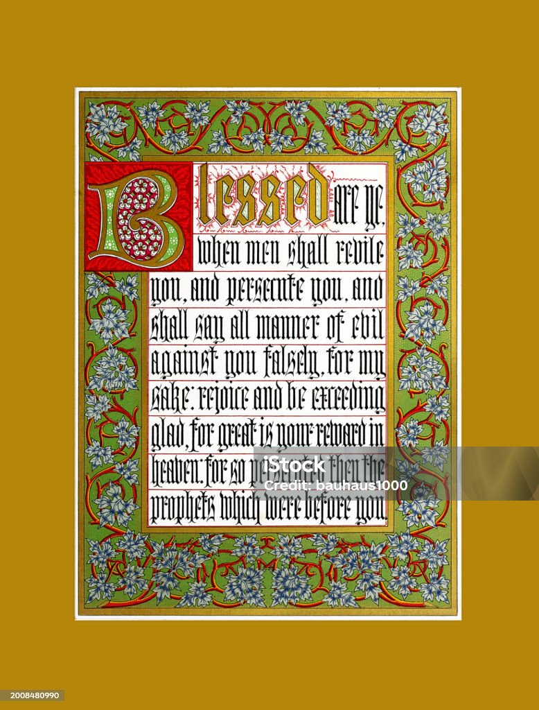 Ilustración De Sermon On The Mount Bible Verses On Gold Y Más Vectores