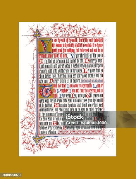Sermon On The Mount Bible Verses On Gold Stock Illustration Download