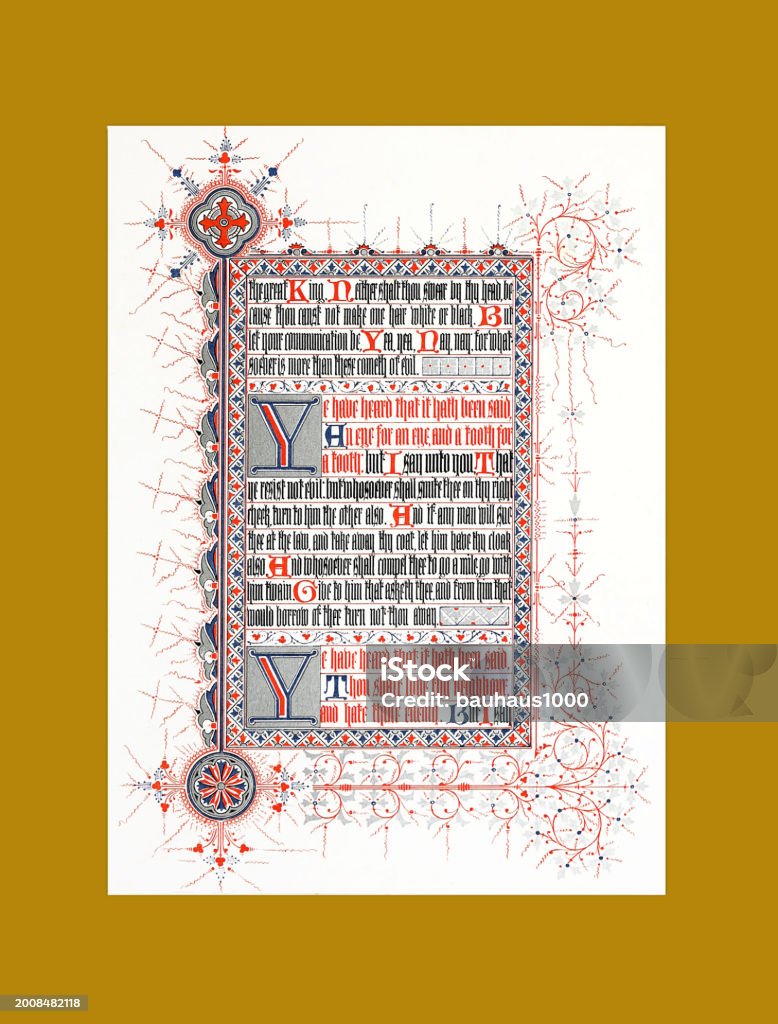 Ilustración De Sermon On The Mount Bible Verses On Gold Y Más Vectores