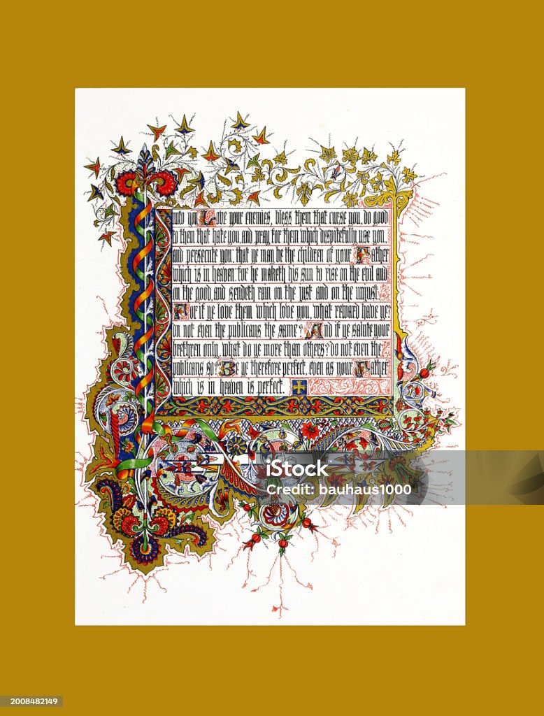 Sermon On The Mount Bible Verses On Gold Stock Illustration Download