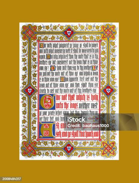 Sermon On The Mount Bible Verses On Gold Stock Illustration Download