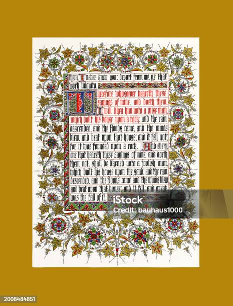 Ilustración De Sermon On The Mount Bible Verses On Gold Y Más Vectores